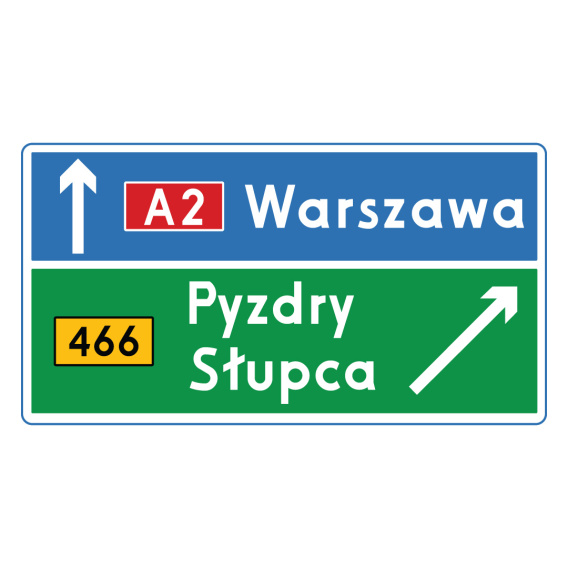 Znak E-2c tablicowy umieszczany obok jezdni na autostradzie drogowy ...
